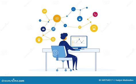 Person Works At Computer Workflow Automation Scheme Business Process