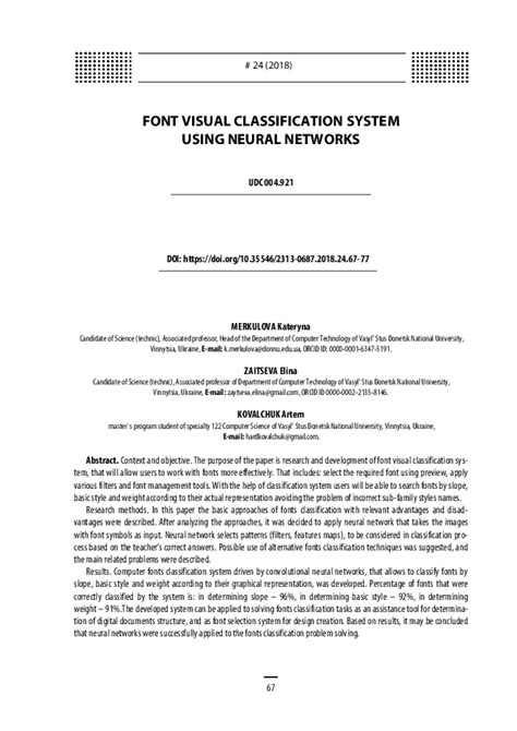 Pdf Font Visual Classification System Using Neural Networks