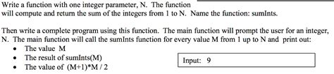 Solved Write A Function With One Integer Parameter N The