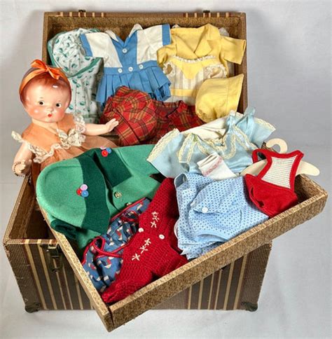 Vintage 1930s Pre Patent Effanbee Patsy In Trunk Dollyology