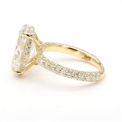 14k Yellow Gold Igi Certified Lab Created Oval Diamond 3 Way 34 Pave