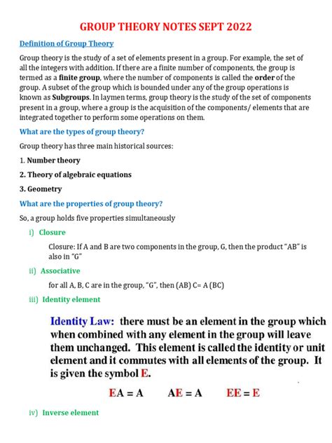 Group Theory Notes Sept 2022 Pdf Group Mathematics Group Theory