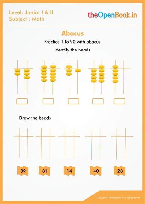Practice 1 To 90 With Abacus Kindergarten Math Worksheets Addition