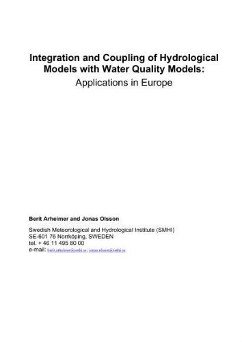 Integration And Coupling Of Hydrological Models With Water Quality