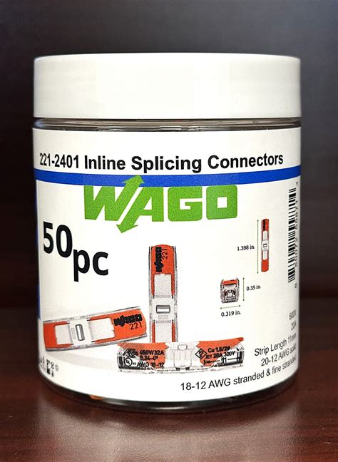 221 2401 Wago Inline Splicing Connectors 50ct Jar