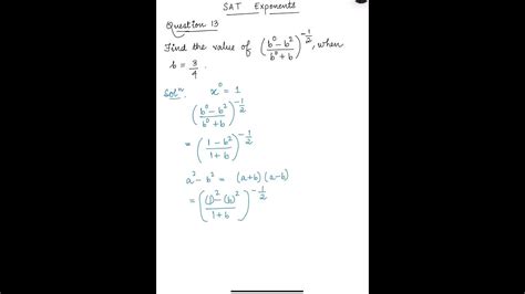 Exponents Sat Math Shorts Question 13 Youtube