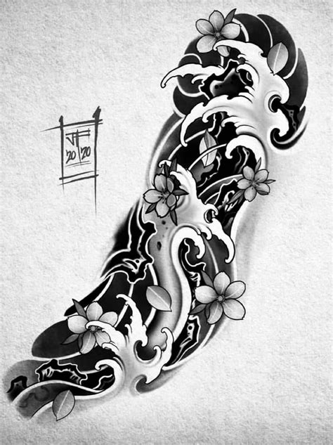 Japanese Tattoo Design With Flowers Японський стиль Круглые