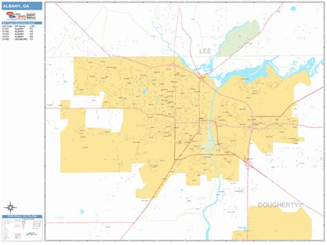 Albany Georgia Zip Code Wall Map Basic Style By Marketmaps