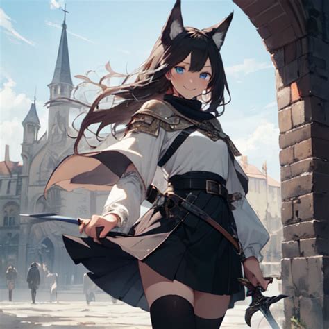 Anime Wolf Girl Warrior Drawing