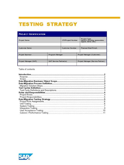 Testing Strategy Template