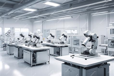 Futuristic White Factory Robot Assembly Line In Progress Premium Ai Generated Image