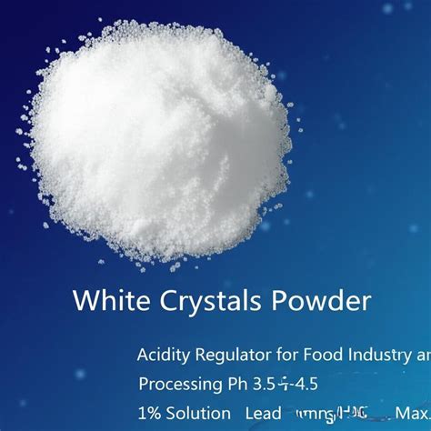White Crystals Powder Acidity Regulator For Food Industry And