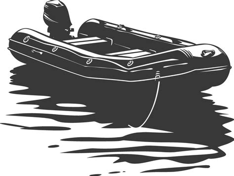 Ai Generated Silhouette A Inflatable Boat Black Color Only 41455631