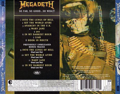 Car Tula Trasera De Megadeth So Far So Good So What 2004 Portada