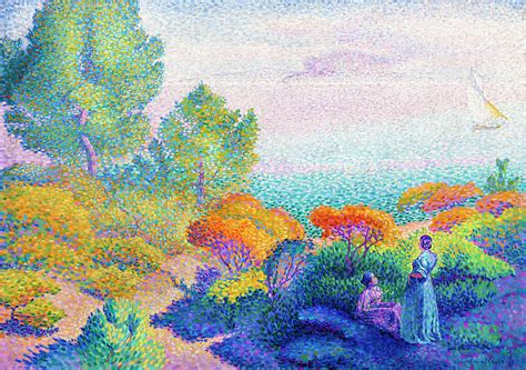 Two Women By The Shore Mediterranean By Henri Edmond Cross 1896