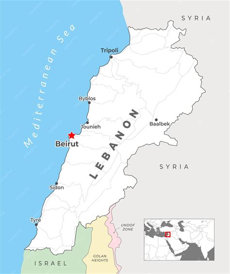 Carte Politique Du Liban Avec La Capitale Beyrouth Les Frontières