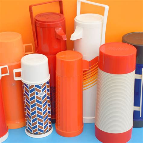 Vintage 1970s Plastic Thermos Flasks Various Pineapple Retro