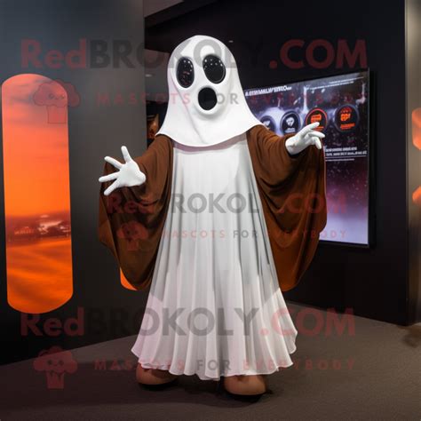 Rust Ghost Mascot Costume Character Dressed With A Circle Skirt And