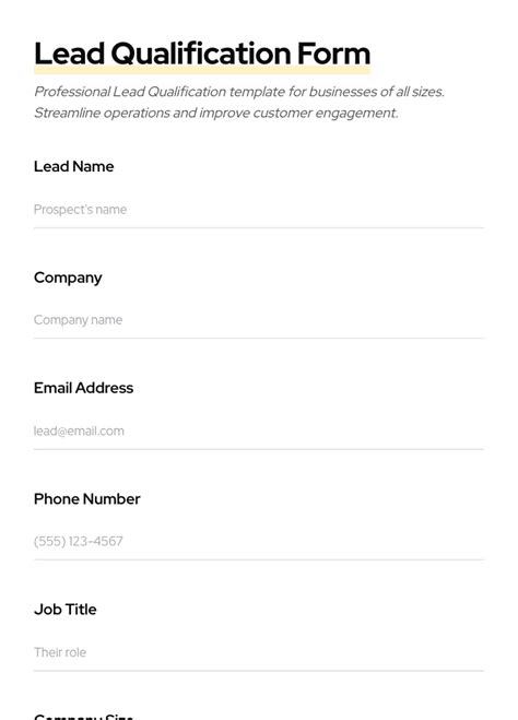 Lead Qualification Form Template Free Form81