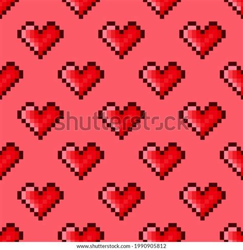 Heart Pattern Pixel Art Seamless Pattern Stock Vector Royalty Free