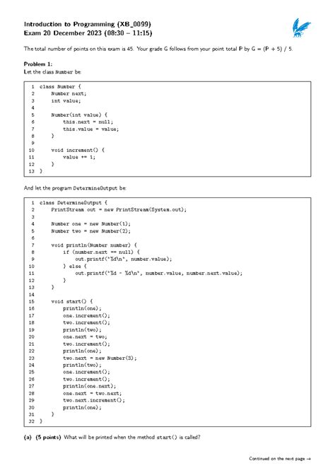 Exam Programming Java 2023 12 20 Introduction To Programming Xb 0099 Exam 20 December 2023