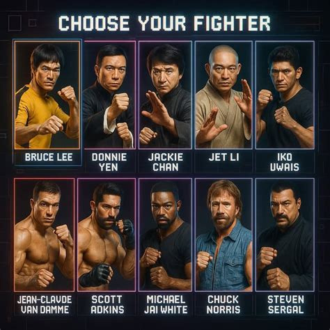 10 رزمی کار برتر تاریخ با حضور بروس لی دانی ین جکی چان جت لی طرفداری