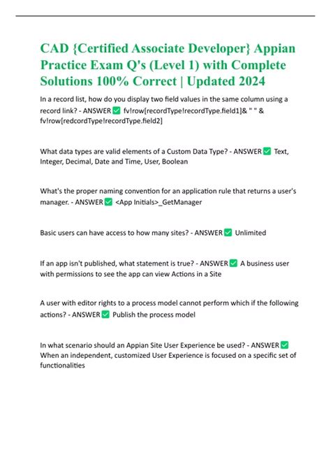 Cad Certified Associate Developer Appian Practice Exam Qs Level 1