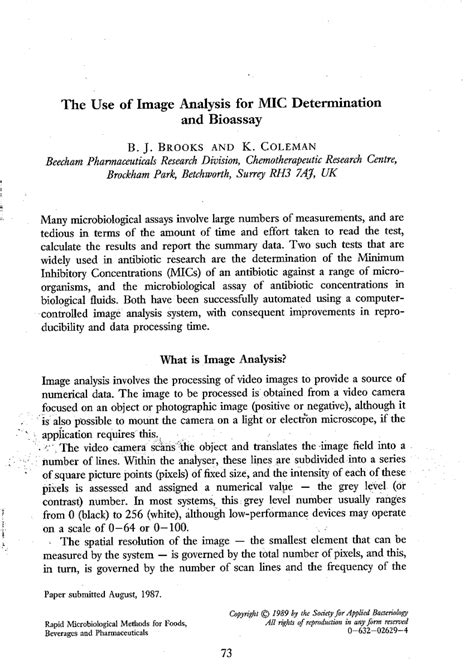 Pdf The Use Of Image Analysis For Mic Determination And Bioassay