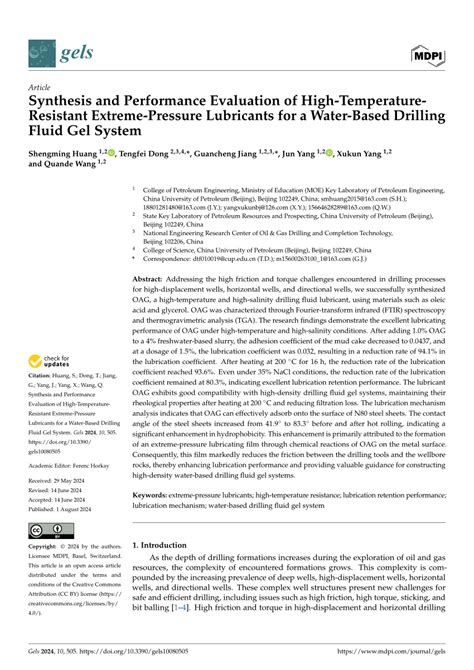 Pdf Synthesis And Performance Evaluation Of High Temperature Resistant Extreme Pressure