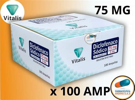 Diclofenaco Ampollas 75 Mg 3 Ml Caja X 100 Ampollas Vitalis