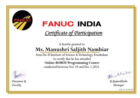 Manushri S Nambiar On Linkedin Robotics Fanuc Programming