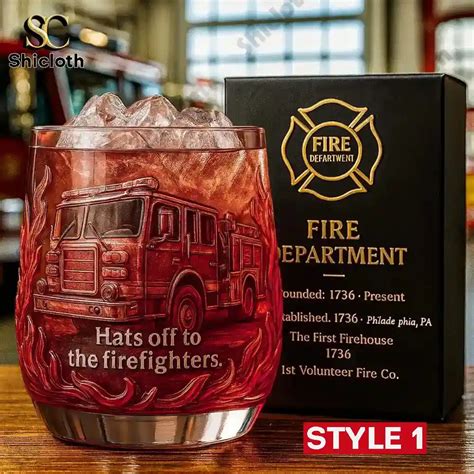 Firefighter Tribute Whiskey Glass Shicloth