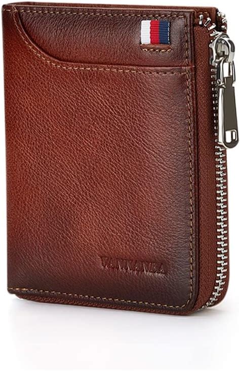 Vannanba Carteras Para Hombre De Piel Auténtica Cierre Delgada Para Hombre Bloqueo Rfid Con