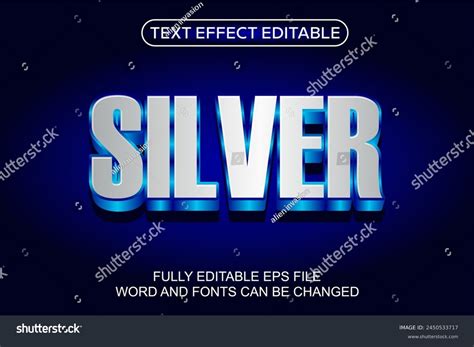 3d Text Effect Silver Vector Editable Stock Vector Royalty Free 2450533717 Shutterstock