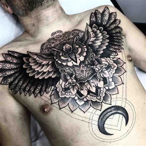 Owl Tattoo Men Chest