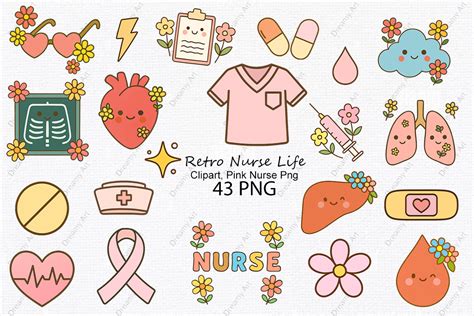 Retro Nurse Life Clipart Pink Nurse Png Graphic By Dreamy Art