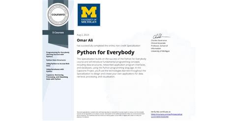 Completion Certificate For Python For Everybody Omar Hamed Posted On The Topic Linkedin