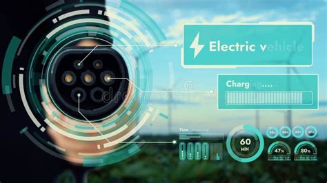 Focus Ev Charger Pointing In Front Of Camera Display Hologram Peruse Stock Video Video Of