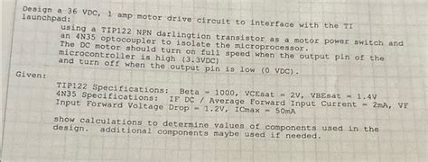 Solved Design A Vdc Motor Drive Circuit To Chegg Com