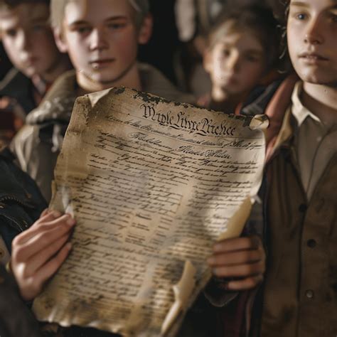 Closeup Of Weathered Copy Of The Declaration Of Independence Premium Ai Generated Image