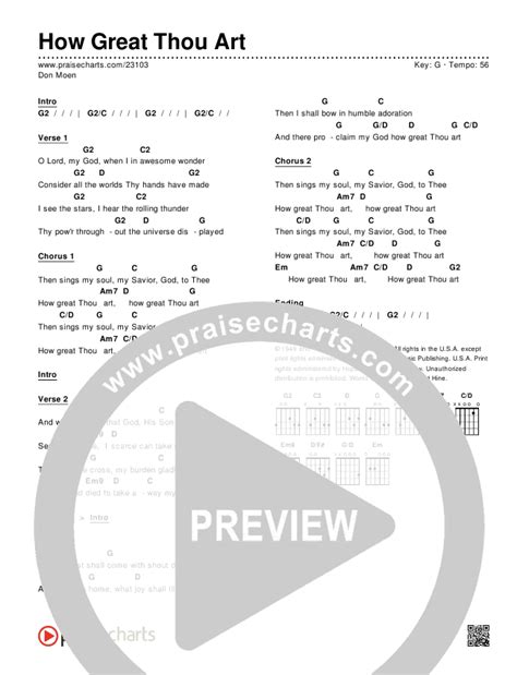 How Great Thou Art Chords Pdf Don Moen Praisecharts