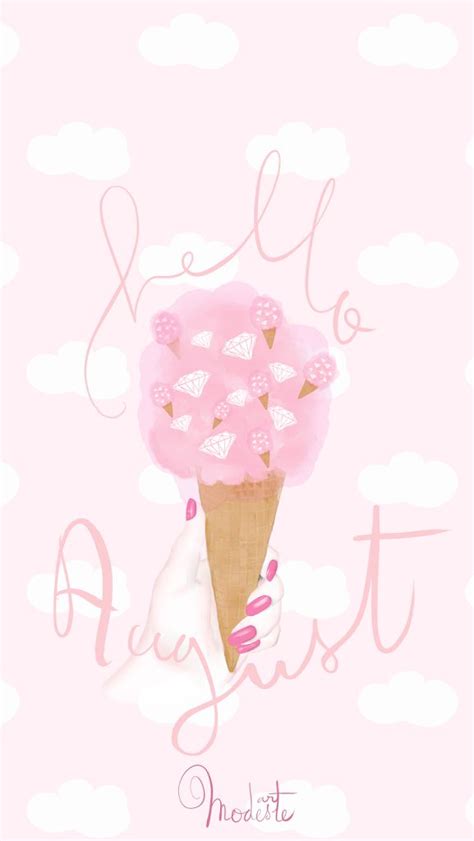 Hello August Pink Clouds Iphone Wallpaper Panpins Kartun Lucu Ulang