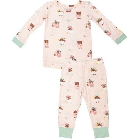 Spa Day Ls Loungewear Set Pink Multi Angel Dear Tops Maisonette