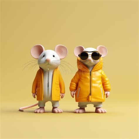 Mouse And Mark Minimalist 3d Characters In Colorful Costumes Stock Illustration Illustration