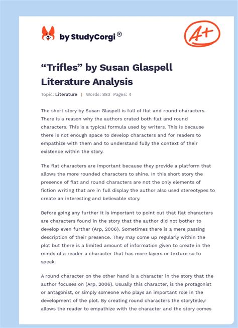 Trifles By Susan Glaspell Literature Analysis Free Essay Example