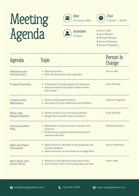 Page 4 Free And Customizable Agenda Templates Canva