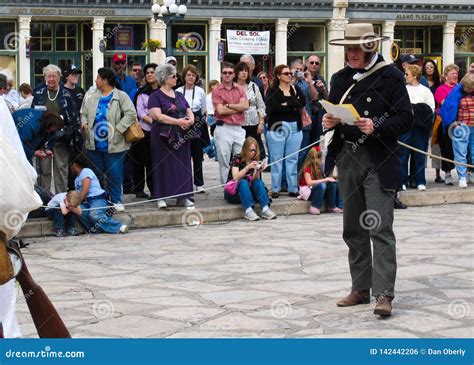Actor Portrays Colonel William Travis On Street In Front Of The Alamo