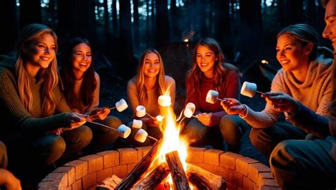 A Group Of Women Sit Around A Campfire The One In The Middle Of The