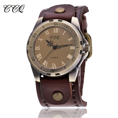 Ccq Vintage Leather Men Watch