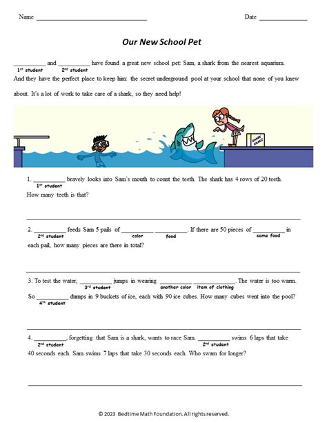 Math Libs Print And Go Bedtime Math